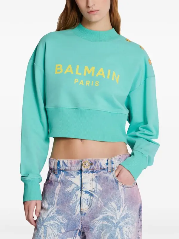 Balmain Logo-print Cropped Sweatshirt