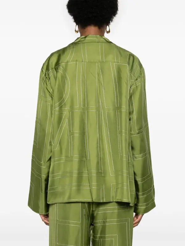 TOTEME Monogram Silk Shirt - Green