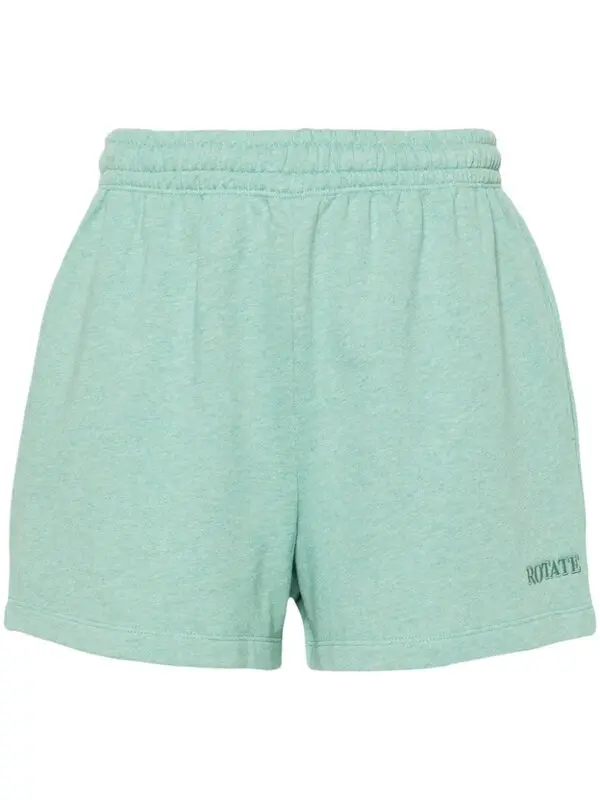 ROTATE BY BIRGER CHRISTENSEN Logo-embroidered Mélange Shorts