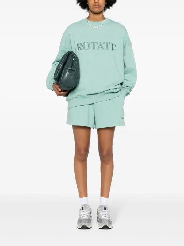 ROTATE BY BIRGER CHRISTENSEN Logo-embroidered Mélange Shorts