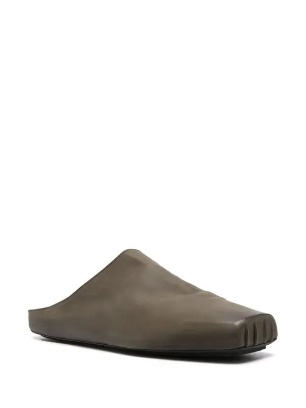 UMA WANG Square-toe Leather Slippers - Green