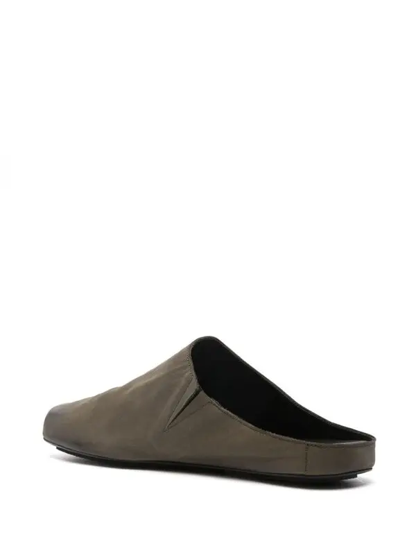 UMA WANG Square-toe Leather Slippers - Green