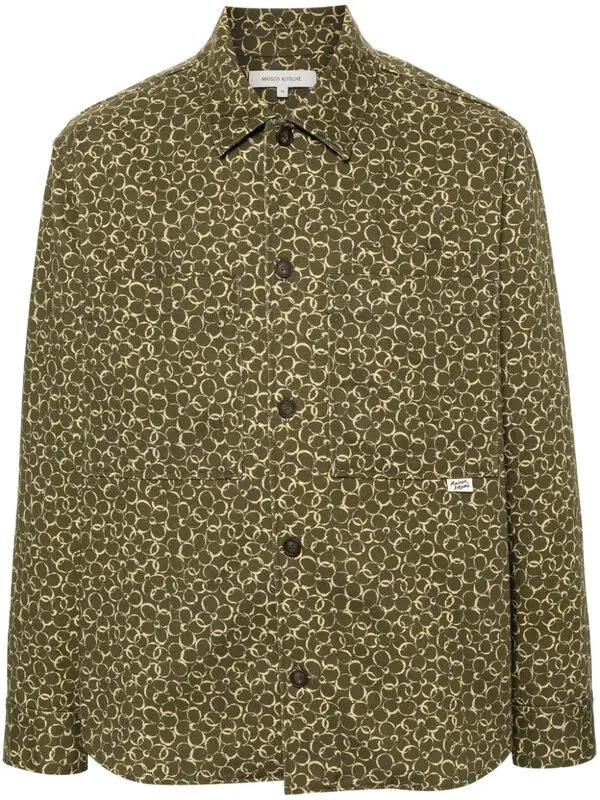 Maison Kitsuné Floral-print Cotton Shirt Jacket