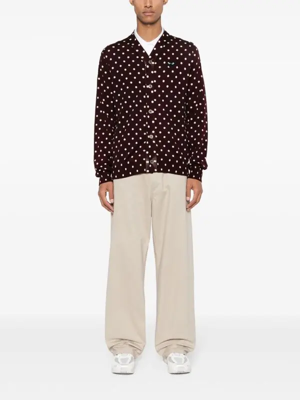 Play Comme Des Garcon Polka-dot Wool Cardigan - Red