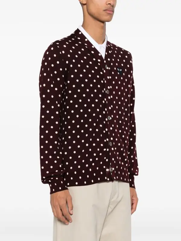 Play Comme Des Garcon Polka-dot Wool Cardigan - Red