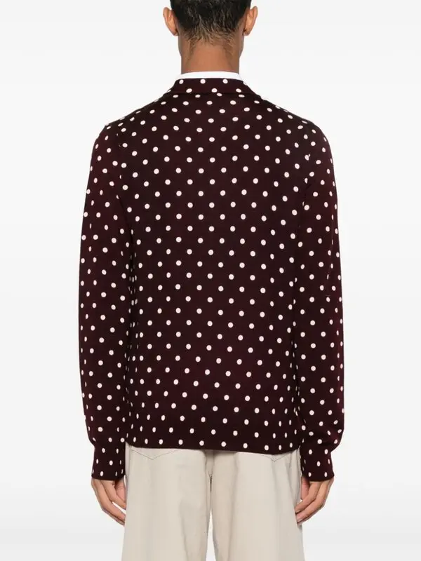 Play Comme Des Garcon Polka-dot Wool Cardigan - Red