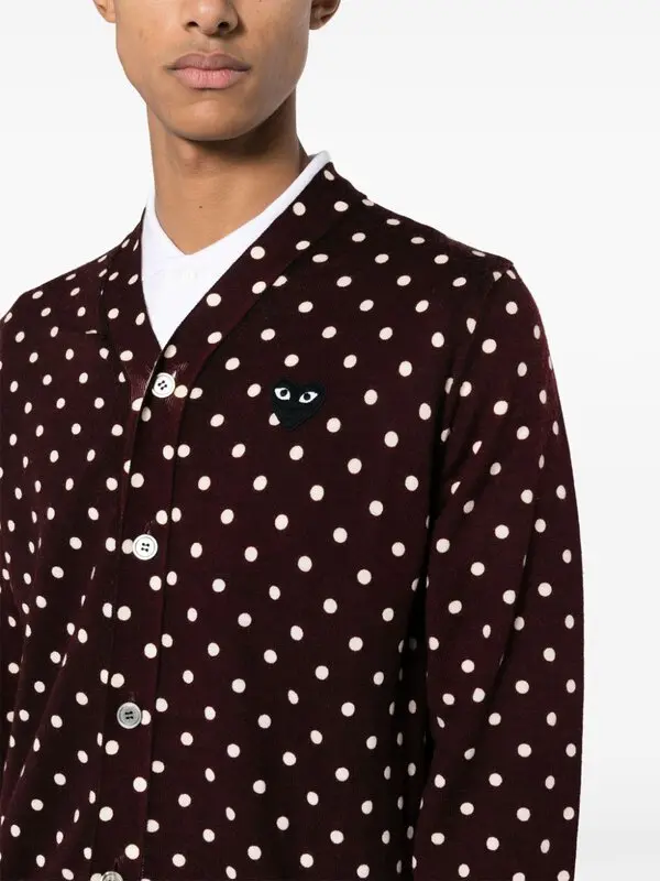 Play Comme Des Garcon Polka-dot Wool Cardigan - Red