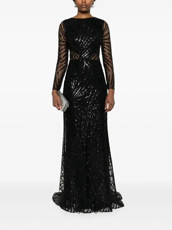 GEMY MAALOUF Sequinned Mesh Gown