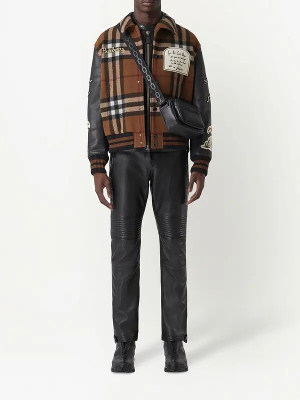 Burberry Check Technical Wool Bomber Jacket - Brown | Editorialist