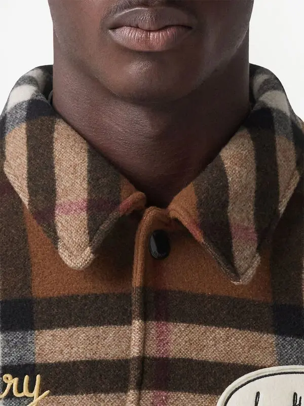 Burberry Check Technical Wool Bomber Jacket - Brown | Editorialist