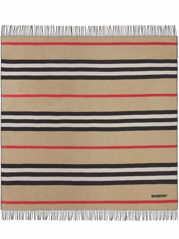 Burberry Icon Stripe Cashmere-blend Blanket - Neutrals