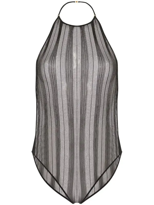 Saint Laurent Halterneck Striped Bodysuit