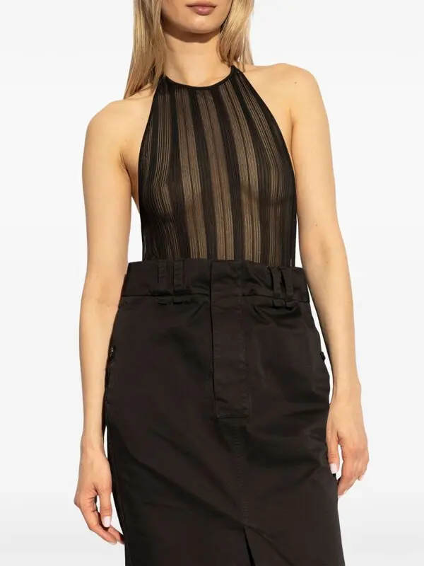 Saint Laurent Halterneck Striped Bodysuit