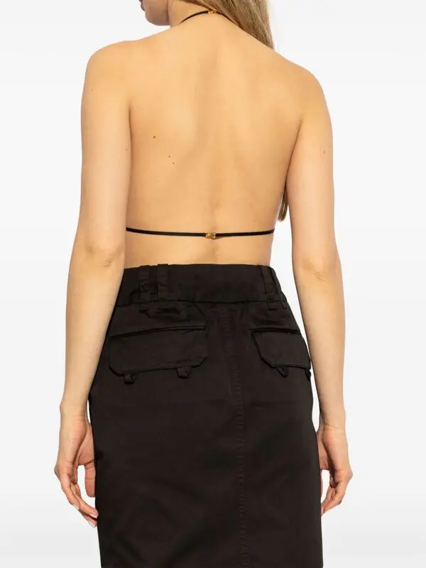 Saint Laurent Halterneck Striped Bodysuit