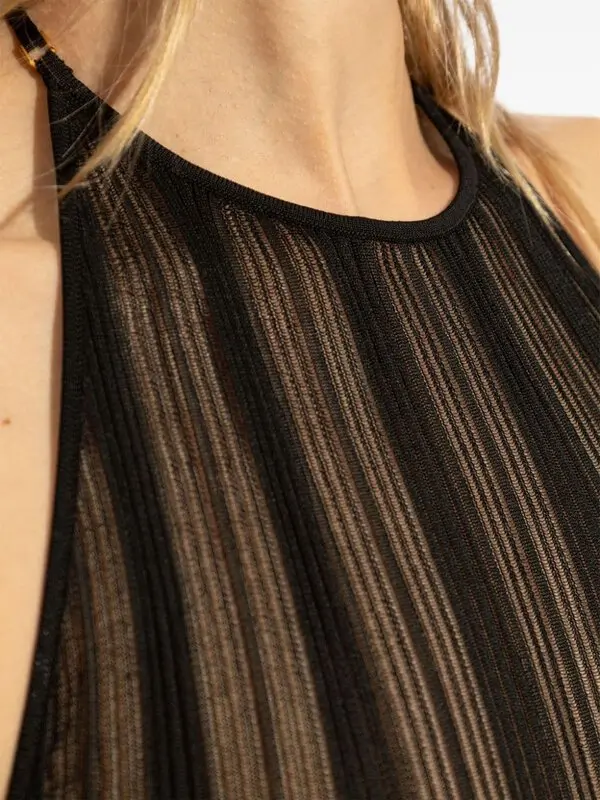 Saint Laurent Halterneck Striped Bodysuit