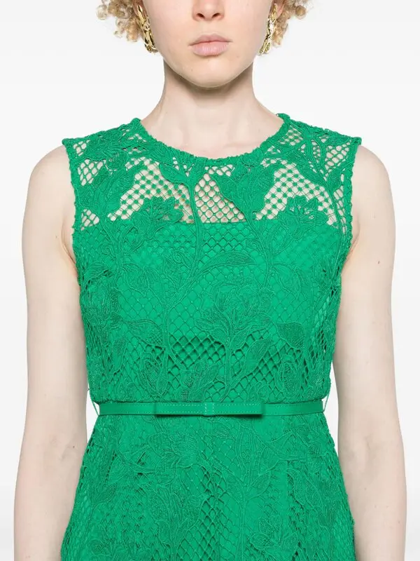 green guipure lace midi dress SABRINA GINGHAM TIE BACK DRESS – Ally B Boutique main image 1