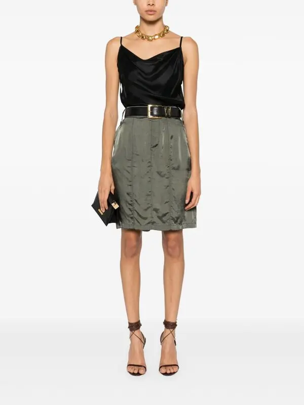 Saint Laurent Satin Mini Skirt - Green