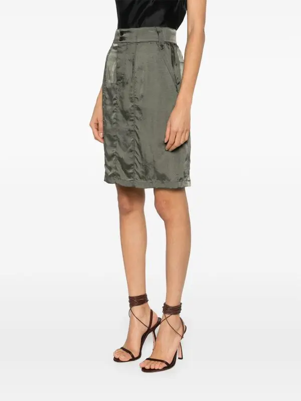 Saint Laurent Satin Mini Skirt - Green