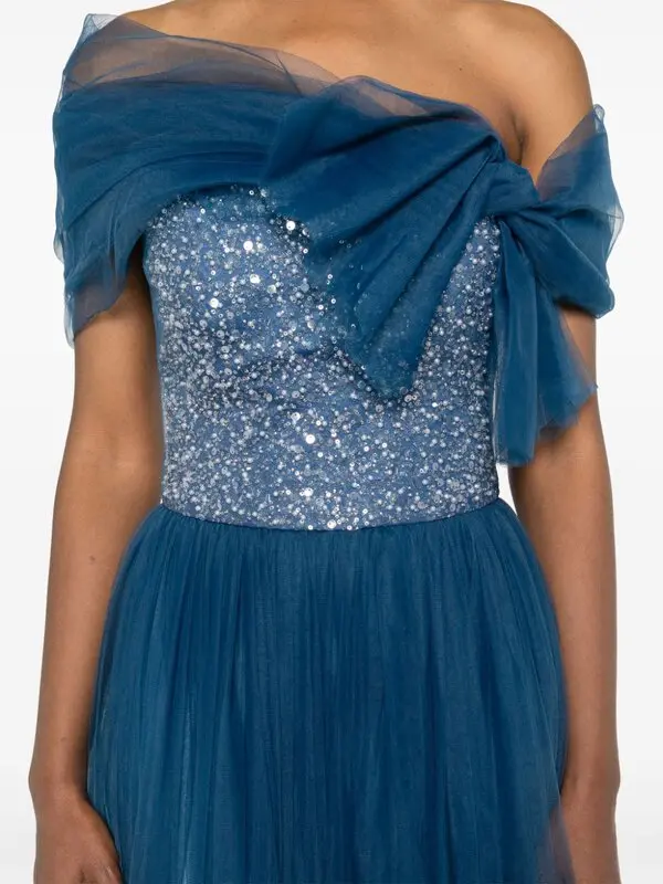 GEMY MAALOUF Off-shoulder Tulle Maxi Dress