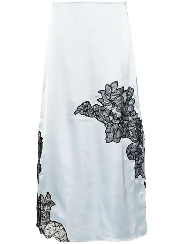 GANNI Satin Midi Skirt - Blue