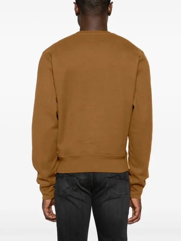 Saint Laurent Logo-embroidered Cotton Sweatshirt - Brown