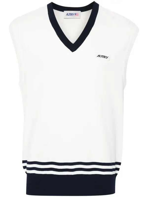 AUTRY Embroidered-logo Knitted Vest