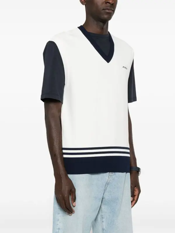 AUTRY Embroidered-logo Knitted Vest