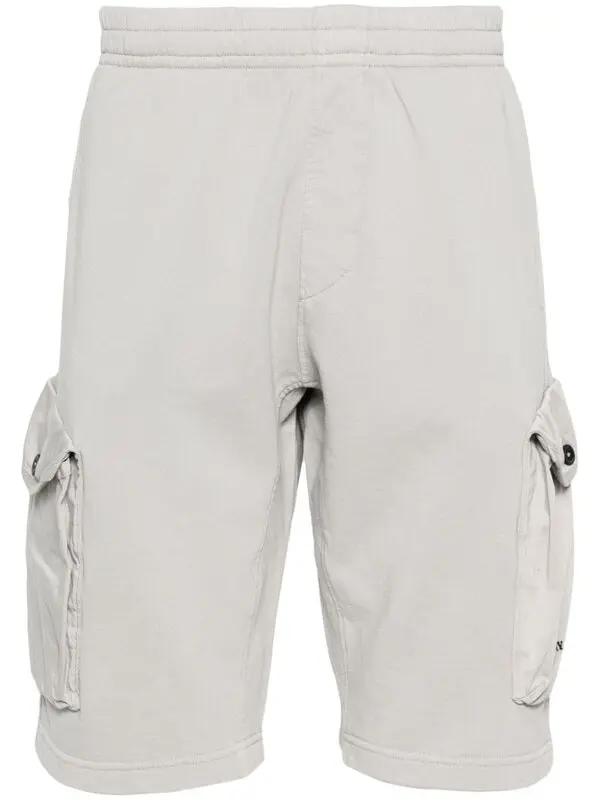 C.P. COMPANY Logo-embroidered Cotton Track Shorts - Grey