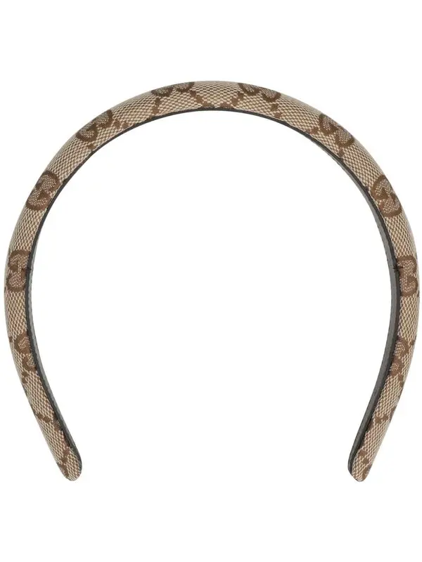 Gucci Beige and Brown GG Canvas Padded Headband Gucci Canvas-Jacquard Headband - Beige | Editorialist main image 2