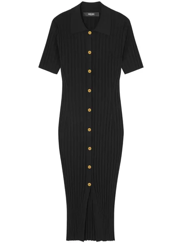 Versace Knitted Midi Shirt Dress