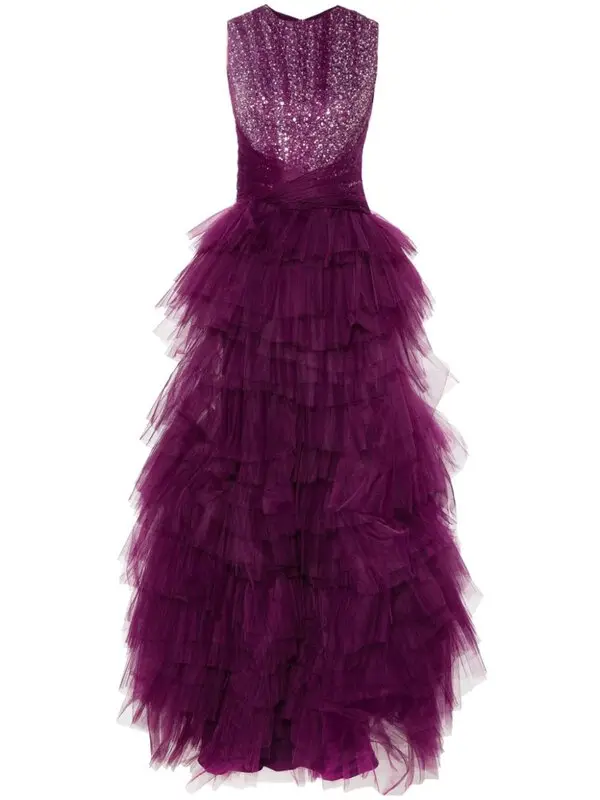 GEMY MAALOUF Sequin-embellished Ruffled Gown