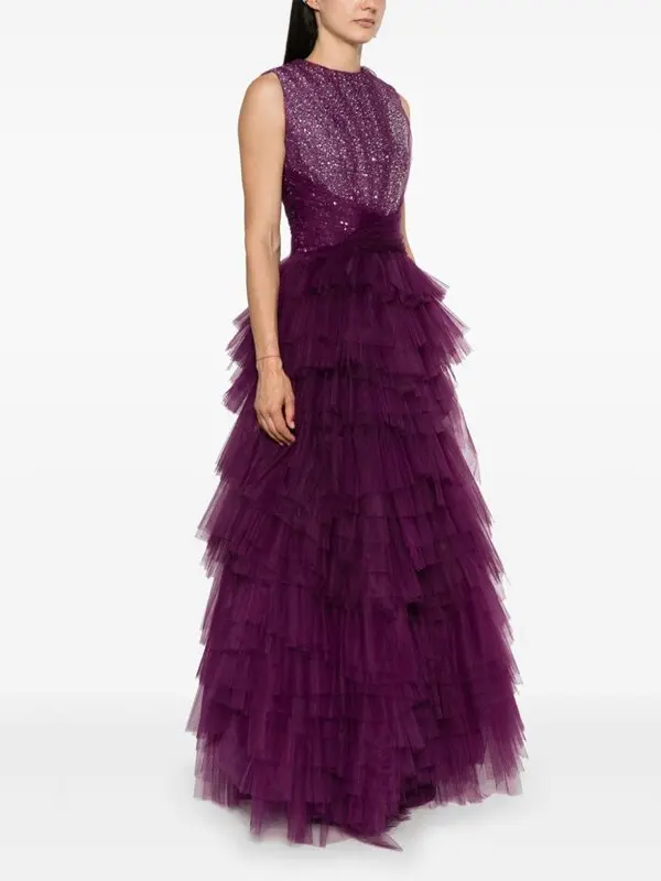 GEMY MAALOUF Sequin-embellished Ruffled Gown