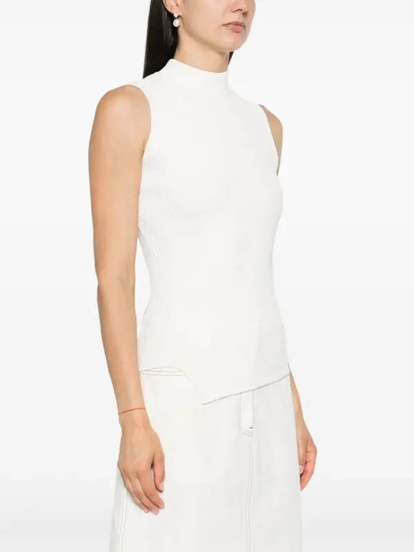 TOTEME Almaz Asymmetric Ribbed Tank Top - White