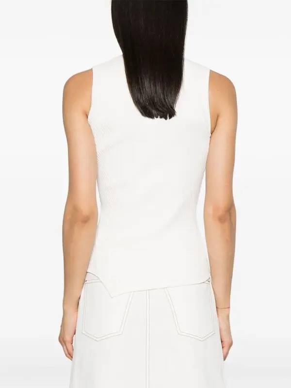 TOTEME Almaz Asymmetric Ribbed Tank Top - White