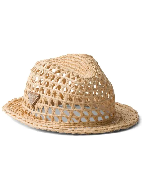 Prada Woven Fabric Fedora - Neutrals