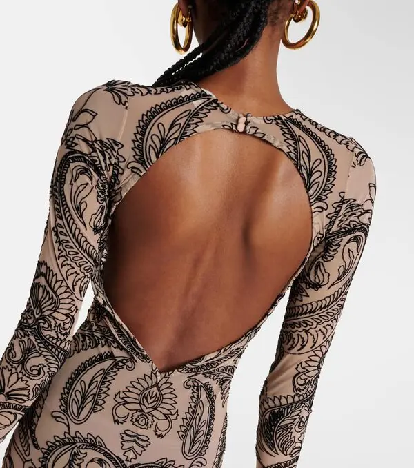 Etro Logo Printed Tulle Midi Dress