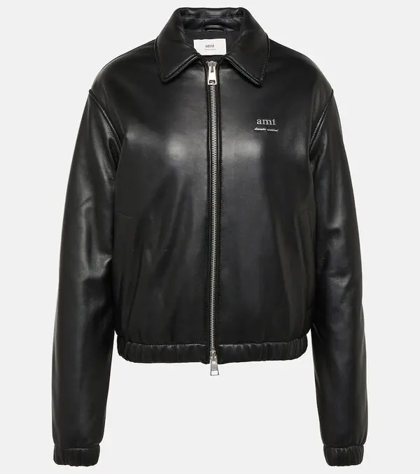 AMI Paris Leather Jacket - Black