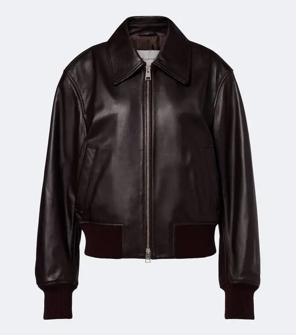 AMI Paris Leather Jacket - Brown