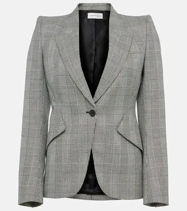 Alexander McQueen Houndstooth Wool Blazer