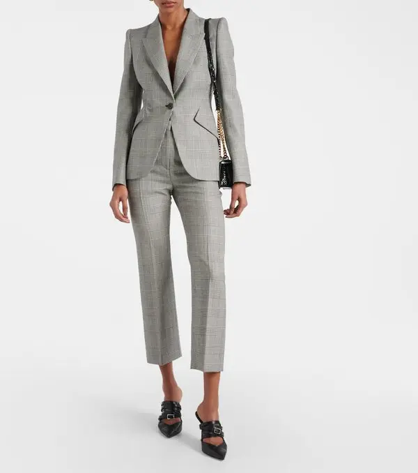Alexander McQueen Houndstooth Wool Blazer