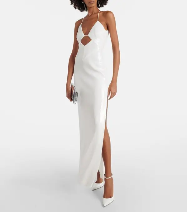 Galvan Sequined Halterneck Gown