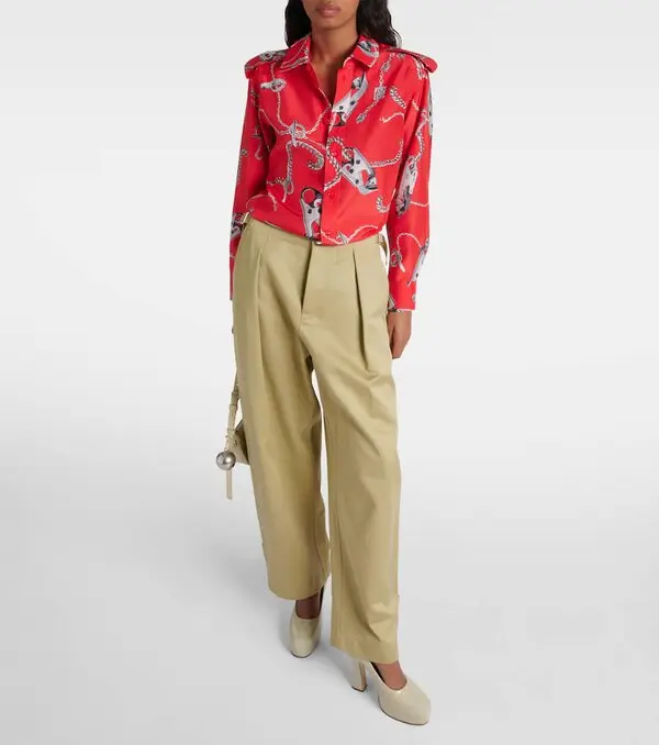 Burberry Printed Silk Shirt - Red