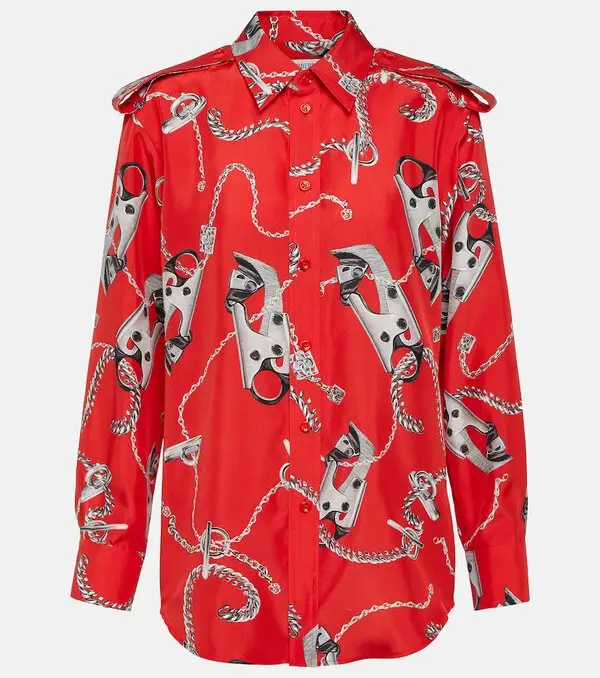Burberry Printed Silk Shirt - Red