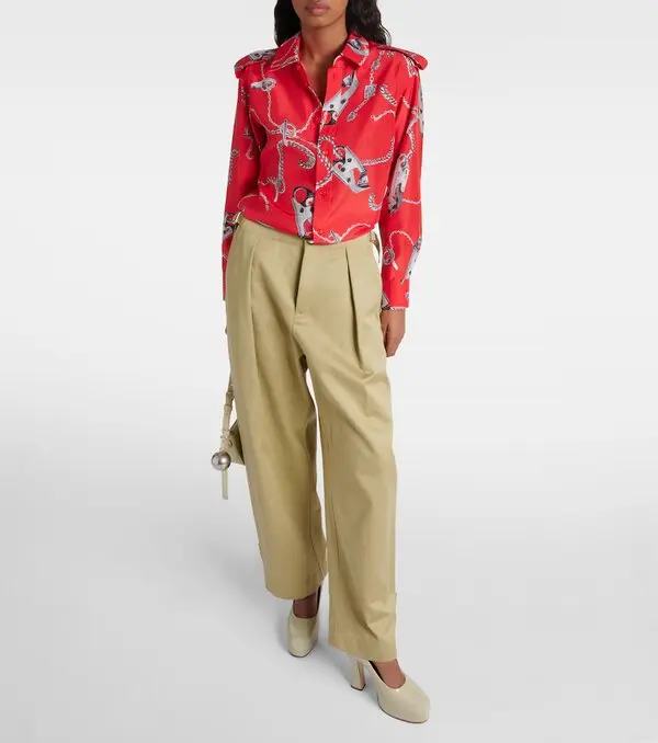 Burberry Printed Silk Shirt - Red