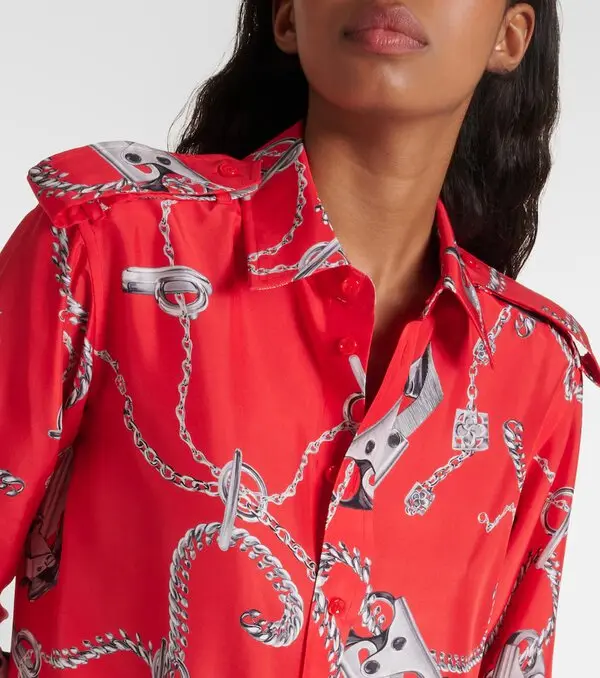 Burberry Printed Silk Shirt - Red