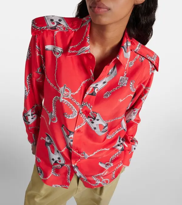 Burberry Printed Silk Shirt - Red