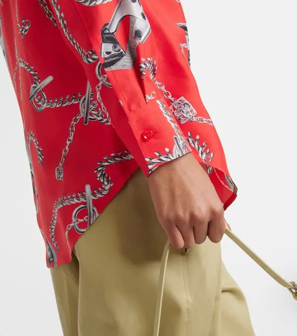 Burberry Printed Silk Shirt - Red