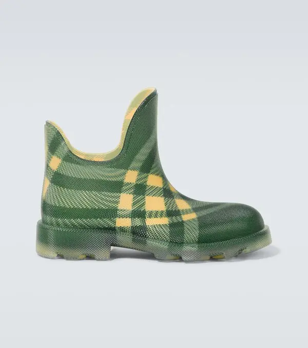 Burberry Check Rain Boots - Green