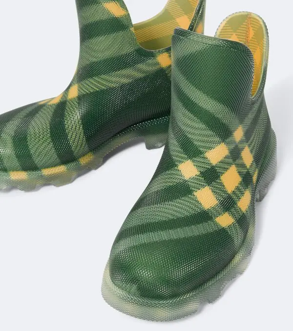 Burberry Check Rain Boots - Green