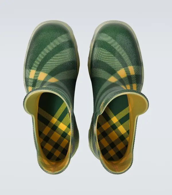 Burberry Check Rain Boots - Green